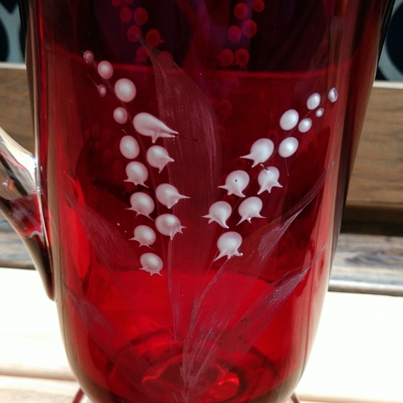 Kitchen | Vintage Ruby Red Pitcher Set | Poshmark